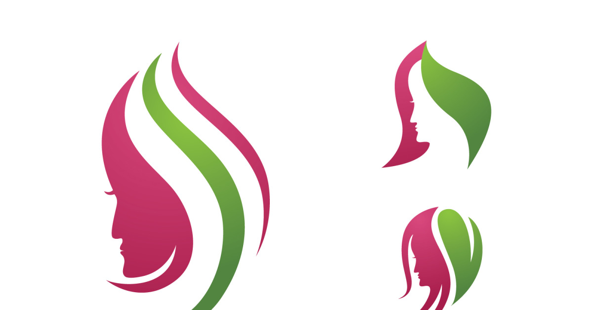 Beauty Hair Woman face character logo illustration v.9