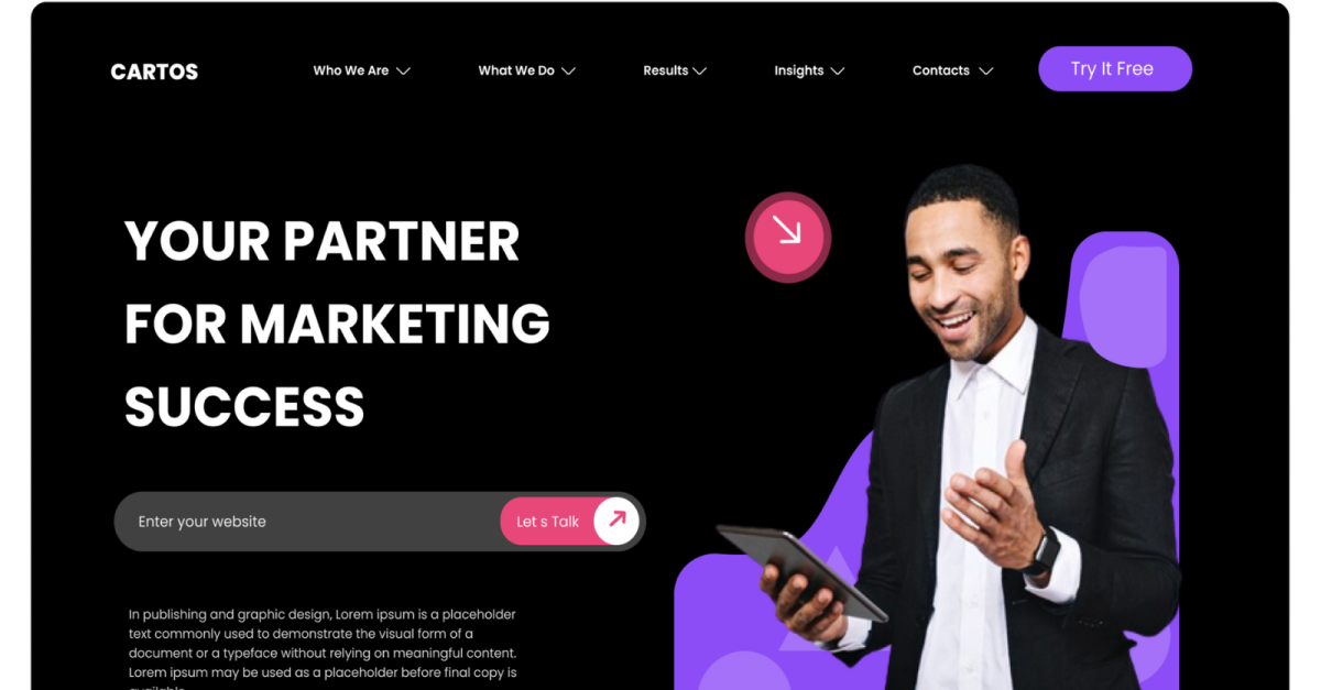 Cartos - Digital Marketing website hero - TemplateMonster