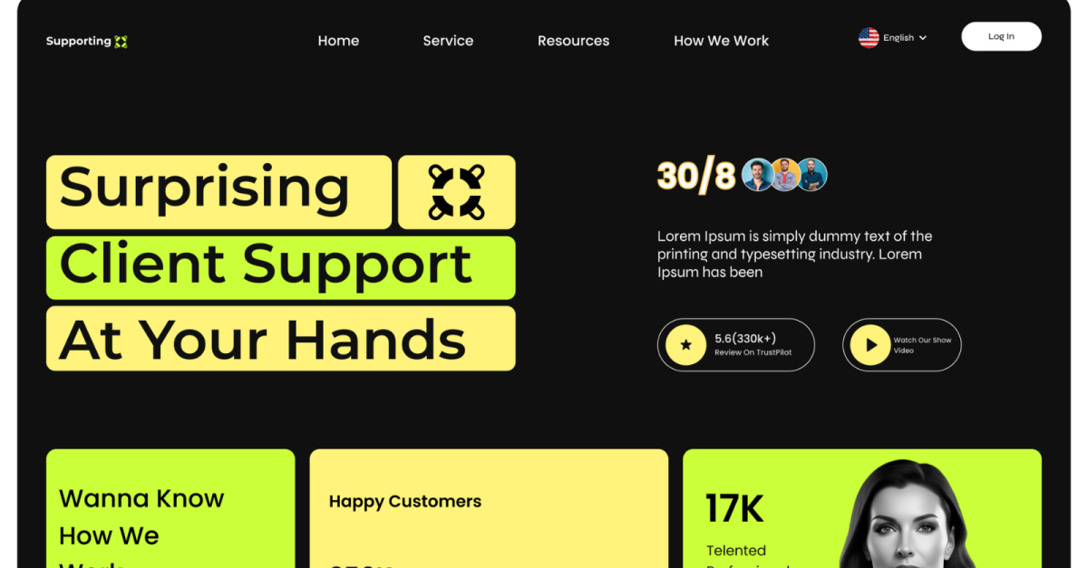 Customer Support Website Hero UI #522983 - TemplateMonster