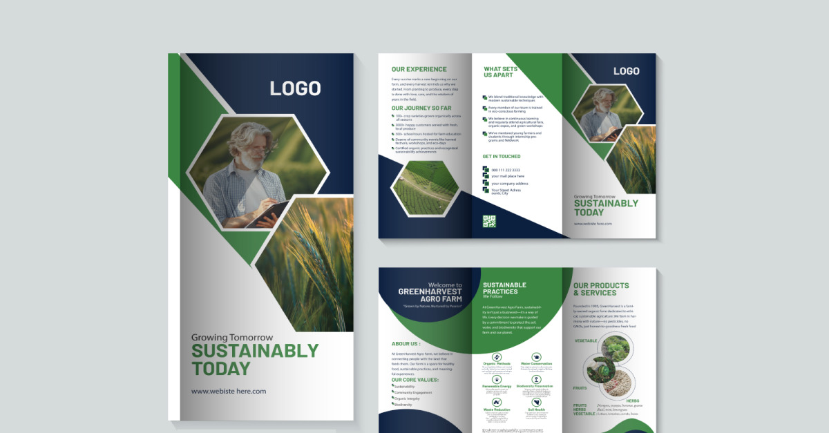 Agro Farm Rei-fold Brochure Design Template - TemplateMonster