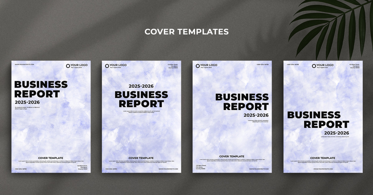 Editable Business Report Cover Templates – Minimal Watercolor Design ...
