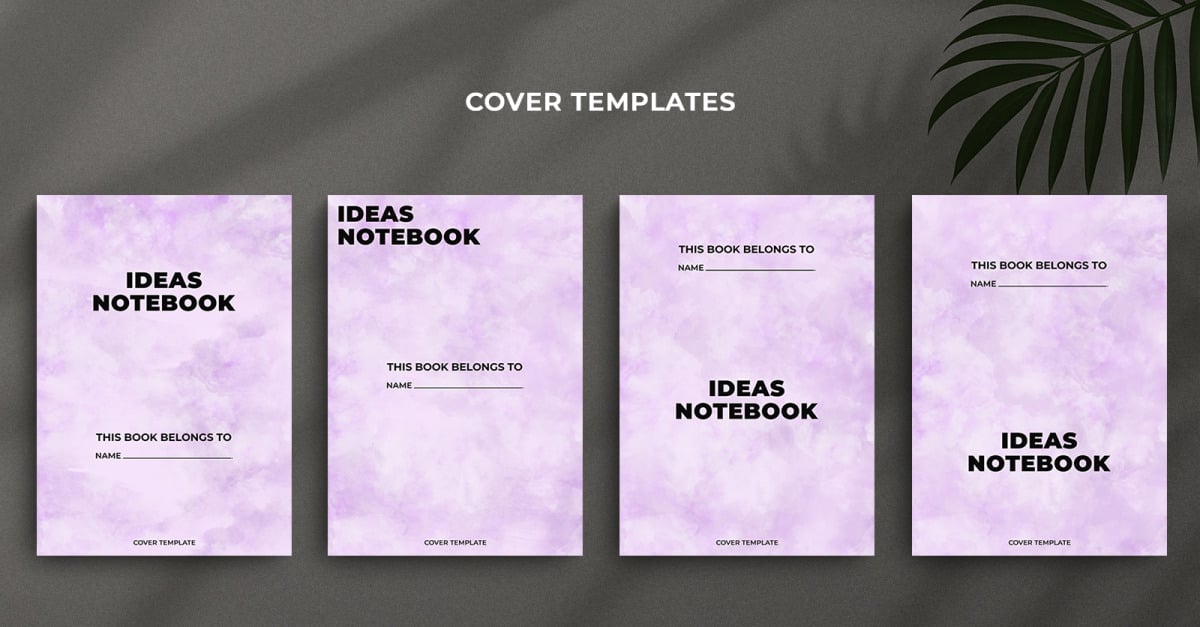 Editable Notebook Cover Template – Minimal Pastel Violet Watercolor ...