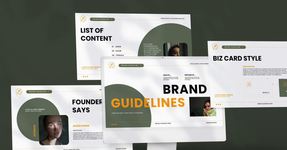 Modello di presentazione gratuito delle linee guida del marchio Bendlux