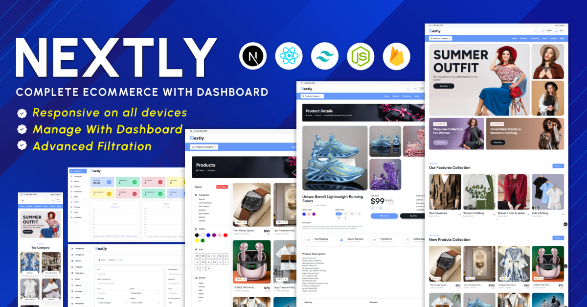 Nextly - Modèles de sites e-commerce avec tableau de bord d ...