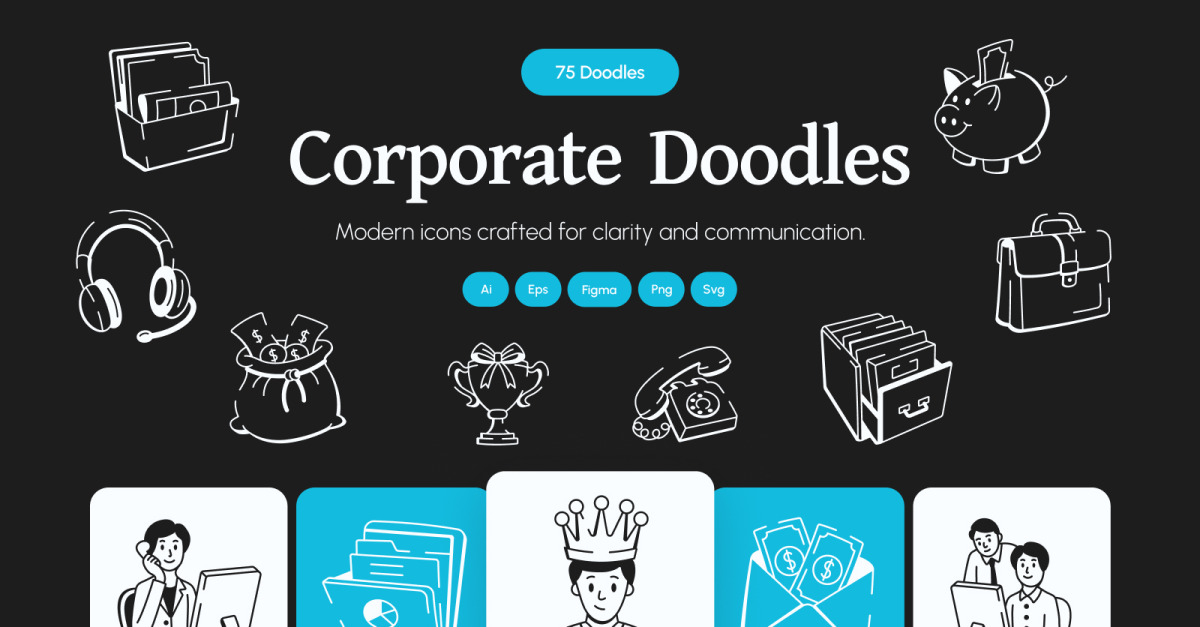 Modern Corporate Doodle Art Set #523490 - TemplateMonster