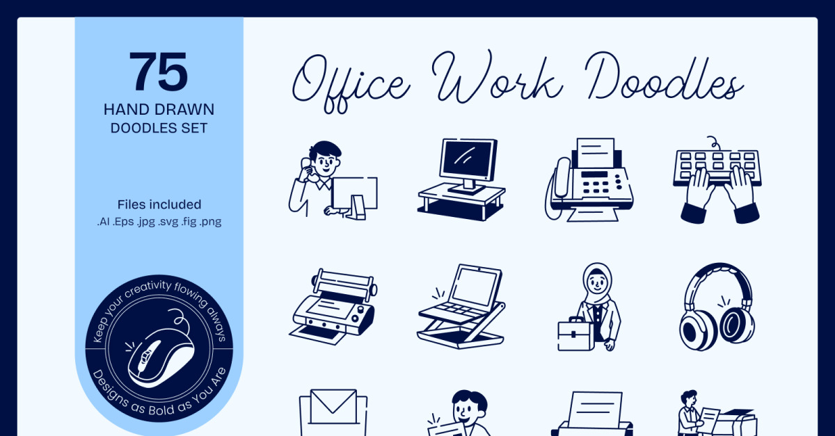 Office Work Drawing Art Set #523483 - TemplateMonster
