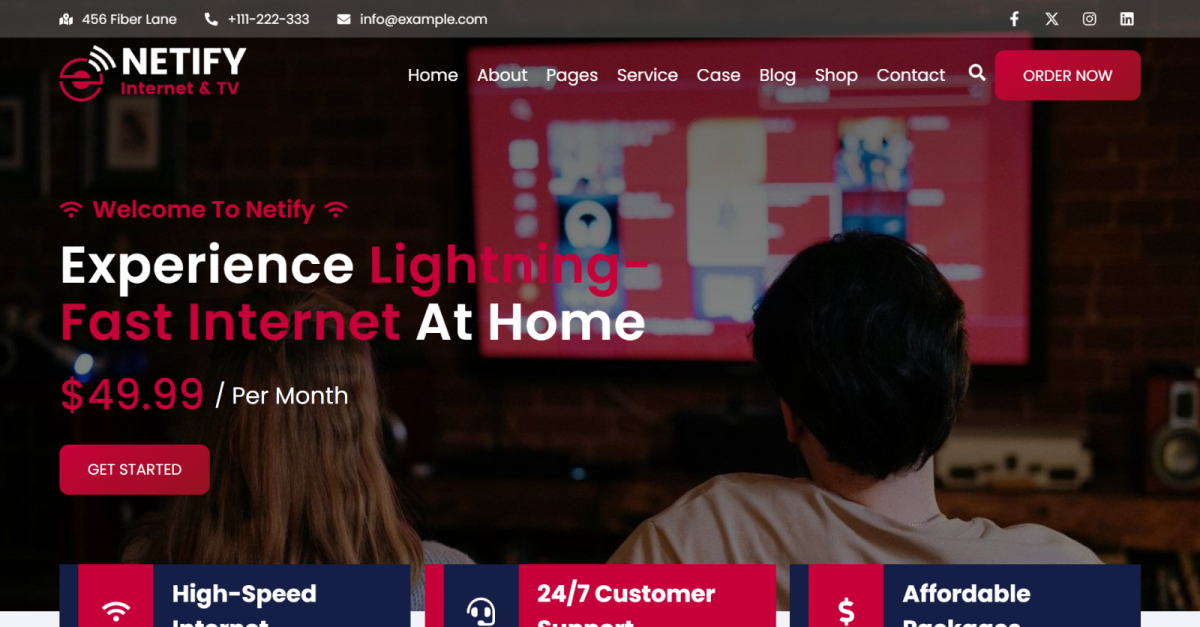 Netify - Internet, Cable Tv and Broadband Provider React Website Template