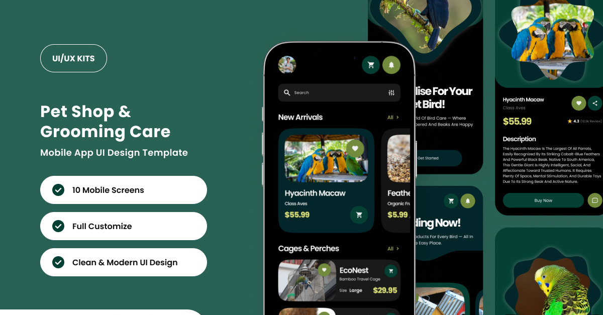 ParrotPal – Pet Shop Mobile App Design Template