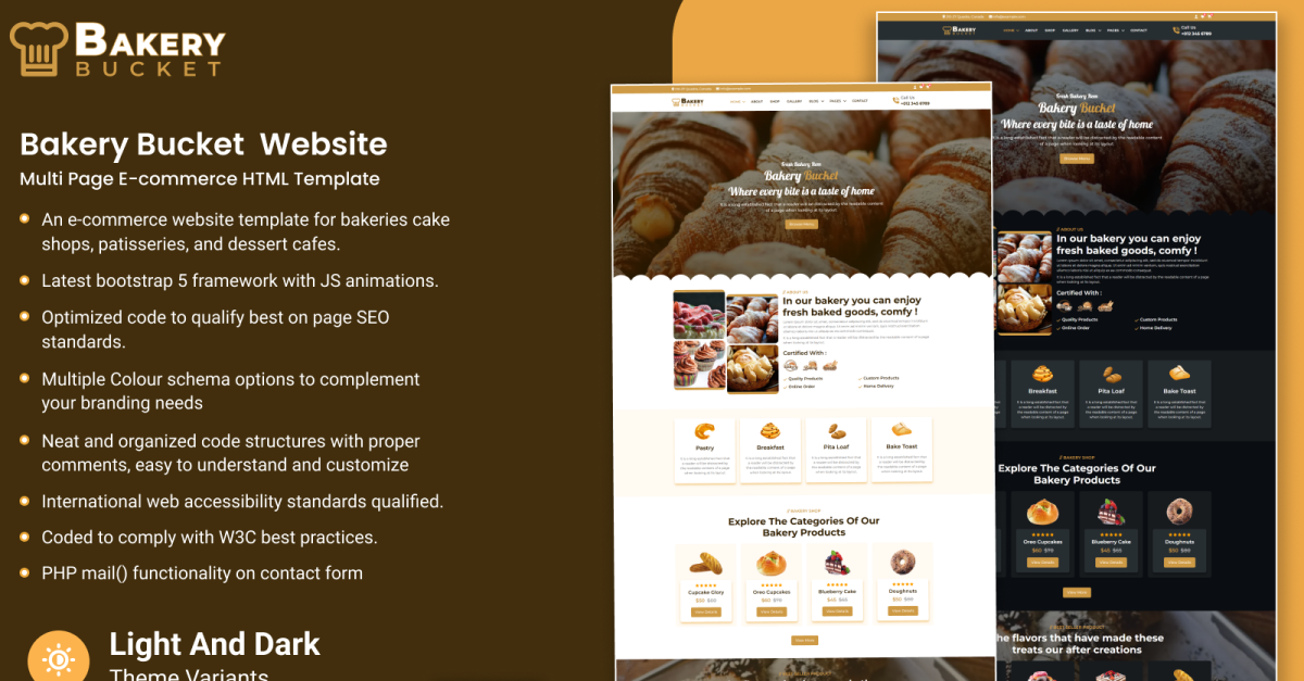 Bakery Bucket – Modèle de site web de commerce électronique pour ...