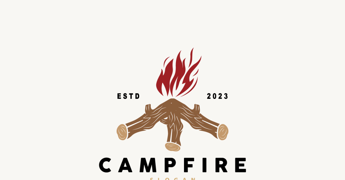 Kamp Ateşi Logo Tasarımı Bonfire Vektör V3 - TemplateMonster