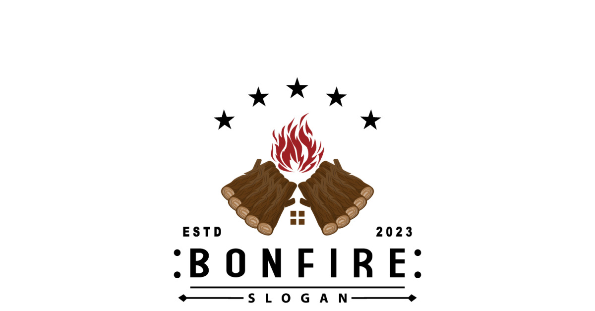 Kamp Ateşi Logo Tasarımı Bonfire Vektör V8 - TemplateMonster