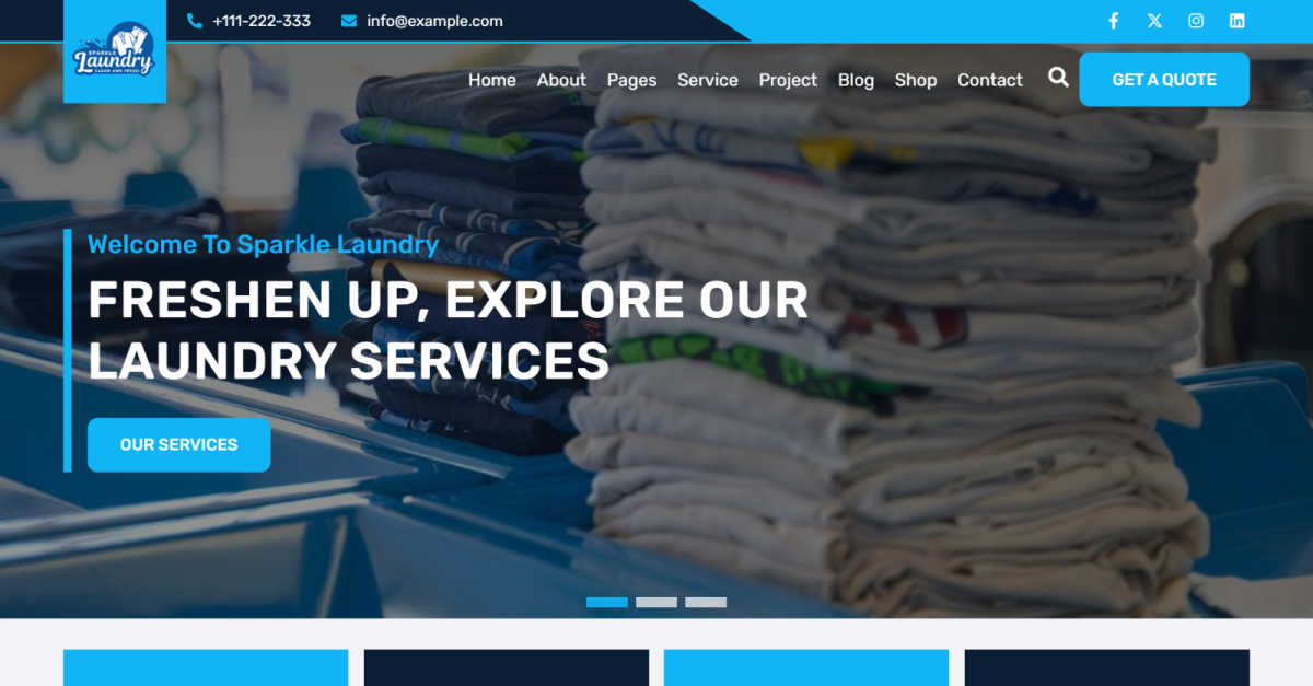 Sparkle - Laundry And Dry Cleaning Services React Website Template
