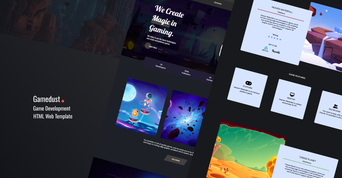 Gamedust - Studio de développement de jeux - Modèle Web HTML