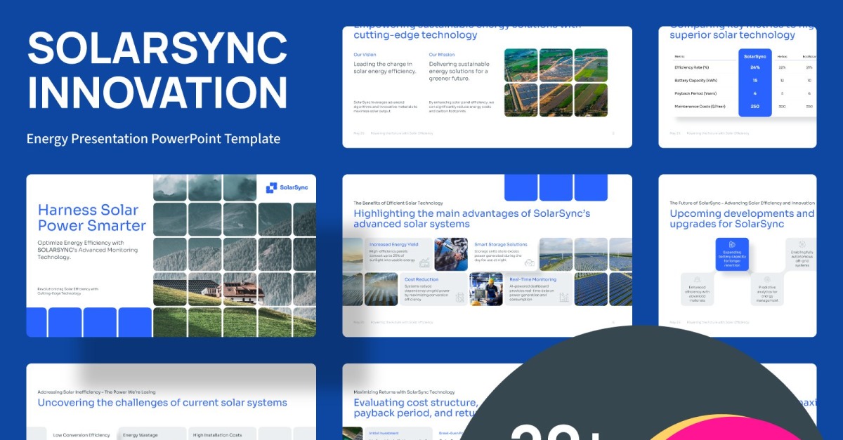SOLARSYNC Enerji Sunumu PowerPoint Şablonu - TemplateMonster