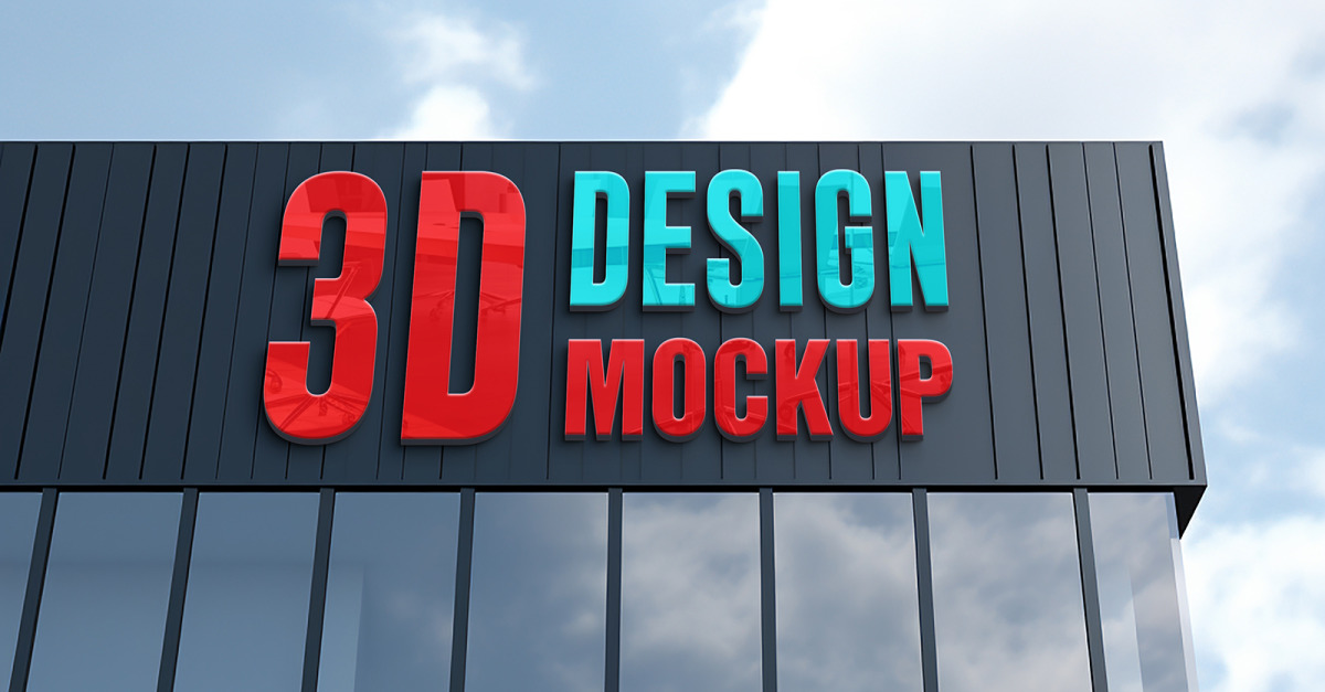 Building Sign Logo Mockup PSD – Realistic Exterior Branding Display ...