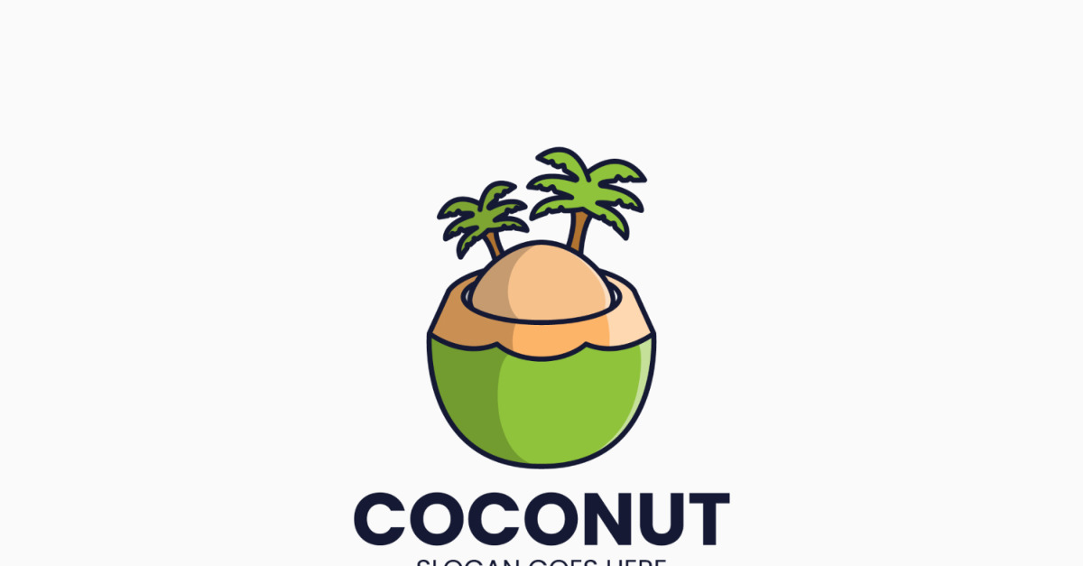 Coconut Island Logo Template Vector Design - TemplateMonster