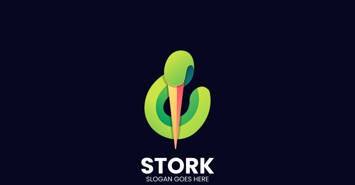Logotipo colorido gradiente da Stork - TemplateMonster