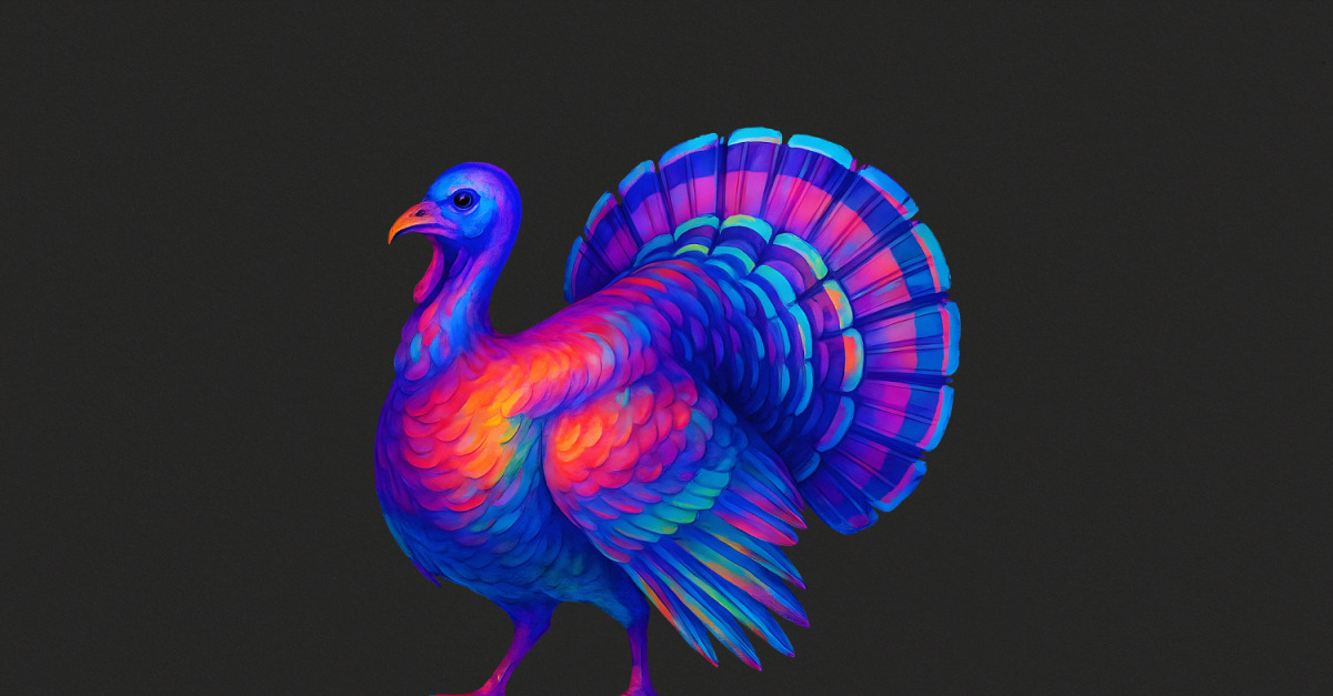 Colorful Neon Turkey PNG, Vibrant Rainbow Bird Art, Thanksgiving ...