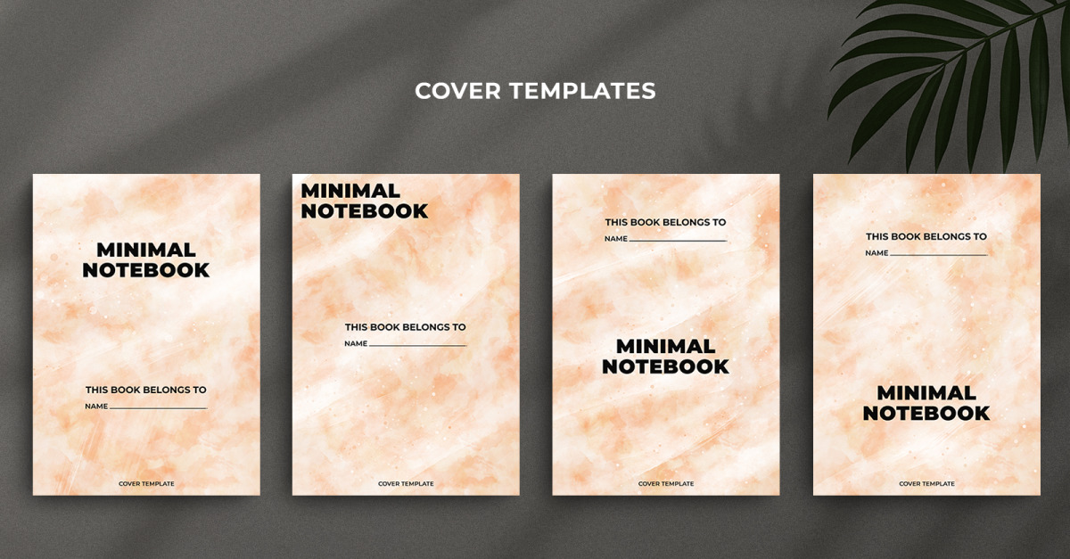 Minimal A4 Notebook Cover Templates with Soft Pastel Orange Watercolor ...