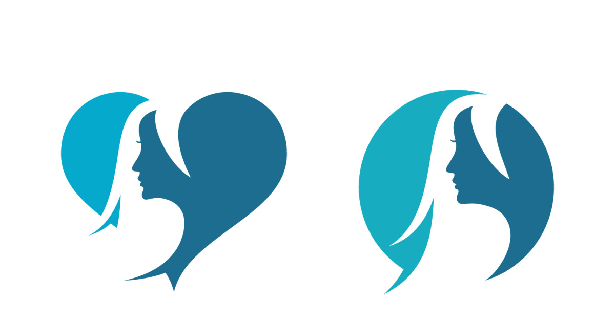 Beauty Hair Woman face character logo illustration v.19