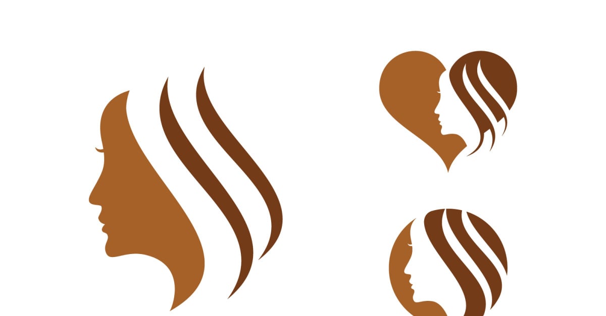 Beauty Hair Woman face character logo illustration v.24
