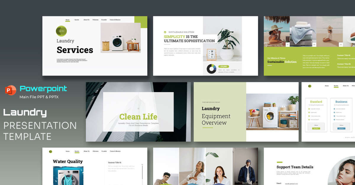 Laundry PowerPoint Presentation Templates - TemplateMonster