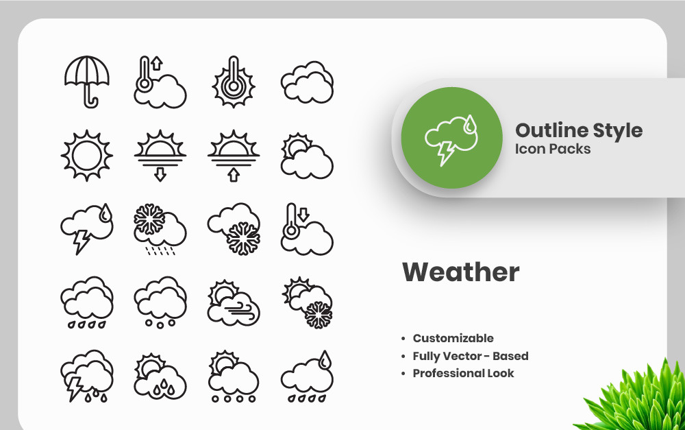 20 Set of Weather Outline Icon Collection - TemplateMonster