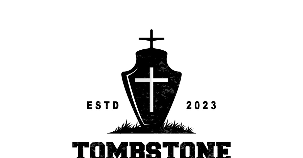 Tombstone Logo Tomb Cemetery Cross VectorV1 - TemplateMonster