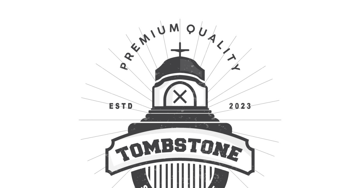 Tombstone Logo Tomb Cemetery Cross VectorV5 - TemplateMonster