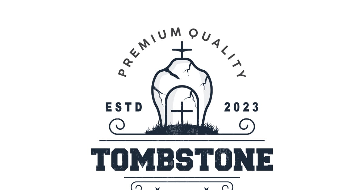 Tombstone Logo Tomb Cemetery Cross VectorV7 - TemplateMonster
