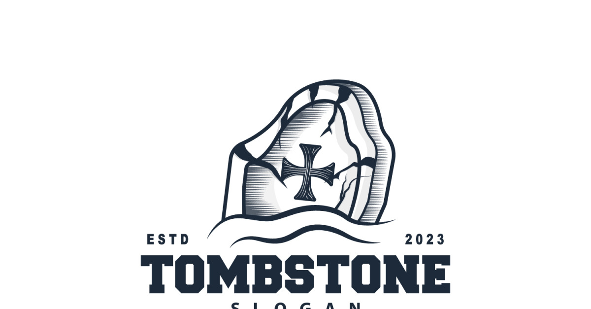 Tombstone Logo Tomb Cemetery Cross VectorV9 - TemplateMonster