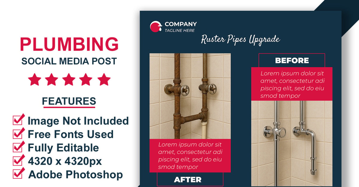 Editable Before and After Plumbing Social Media Post PSD for Repairs ...