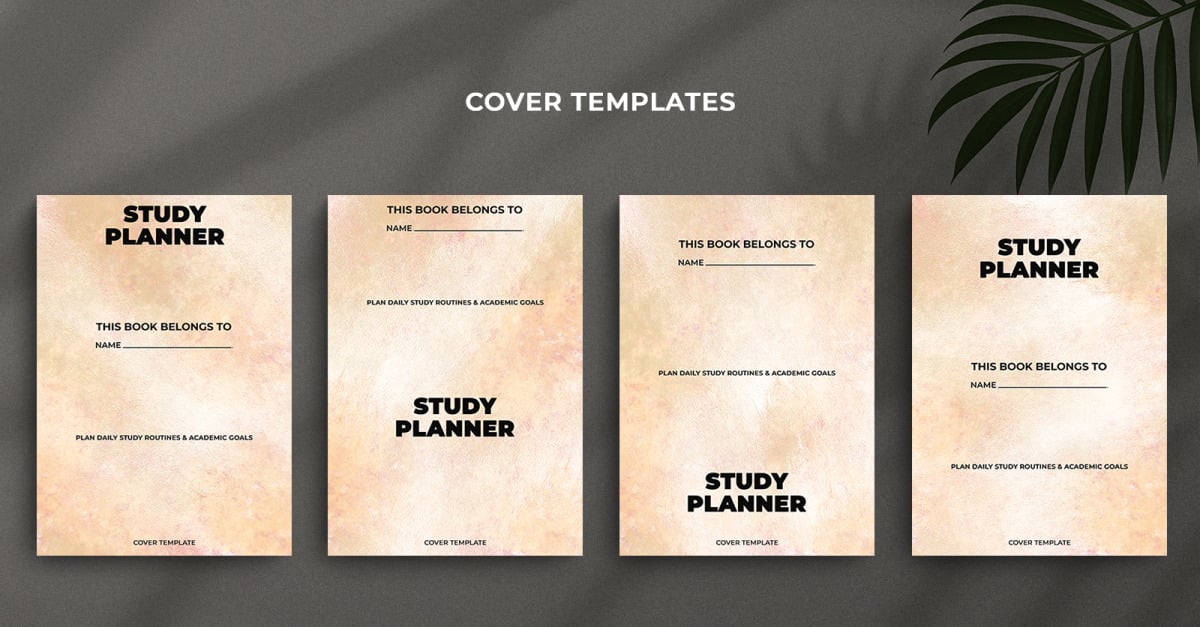 Study Planner Cover Templates – Pastel Watercolor & Gold Minimal Design ...