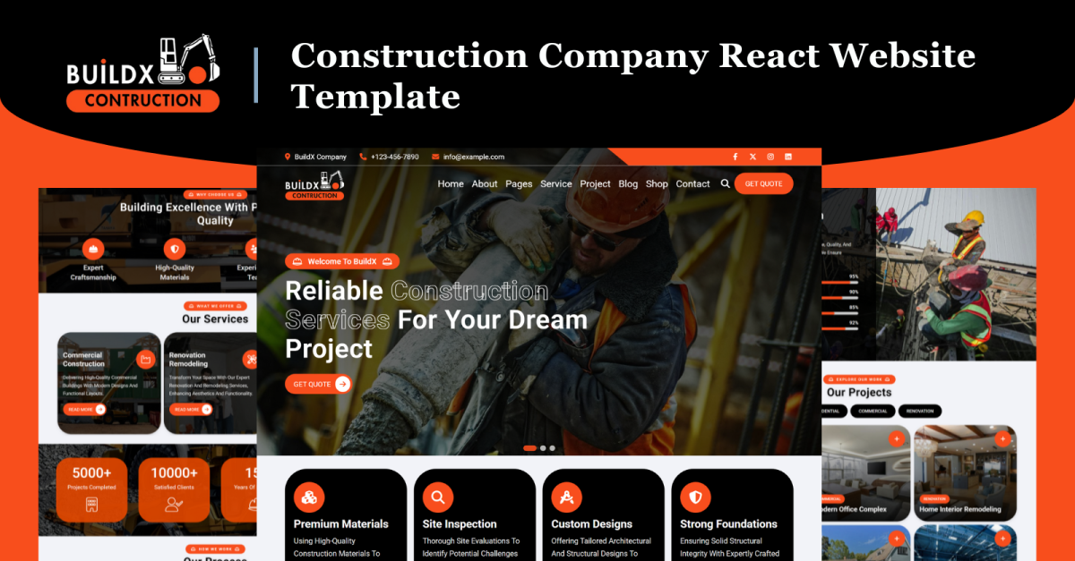 BuildX – Construction Company React Website Template
