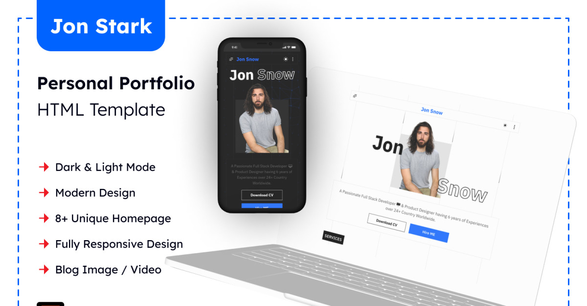 Jon Stark - Personal Portfolio CV Resume HTML Template