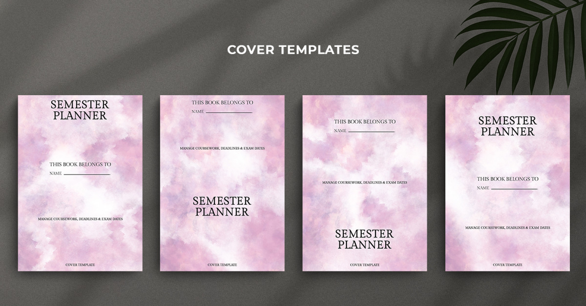 Semester Planner Cover Templates – Pastel Pink Watercolor Minimal ...