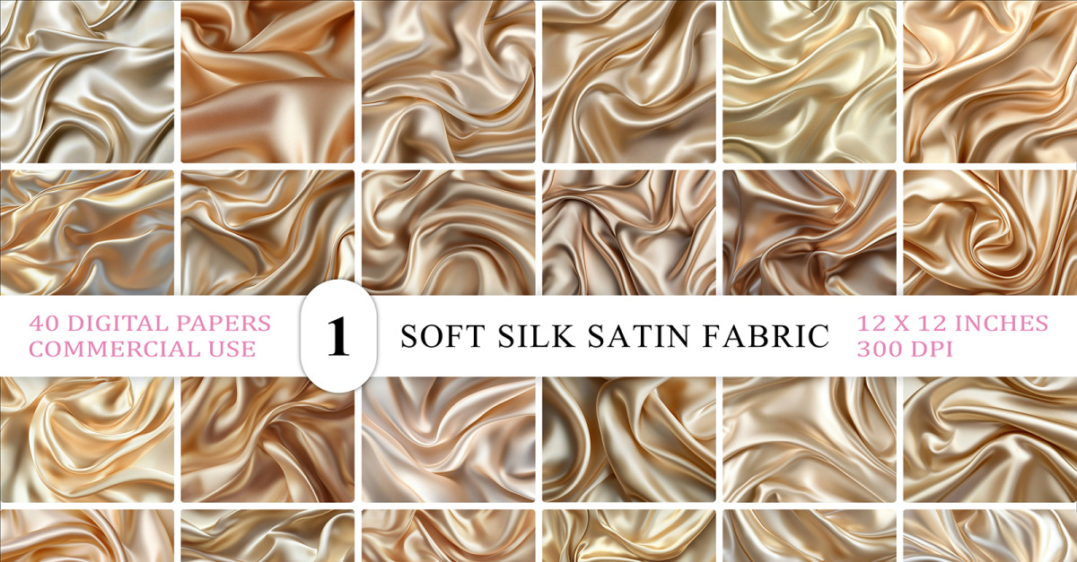Luxury Satin Fabric Background Bundle | Realistic Champagne Silk Folds ...