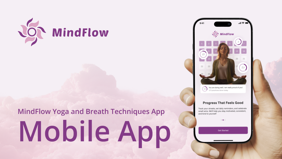 MindFlow – Yoga and Breath Techniques Clean and Minimal App UI Template