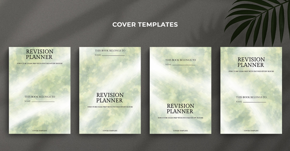 Revision Planner Cover Templates, Nature Watercolor Brushed Design for ...