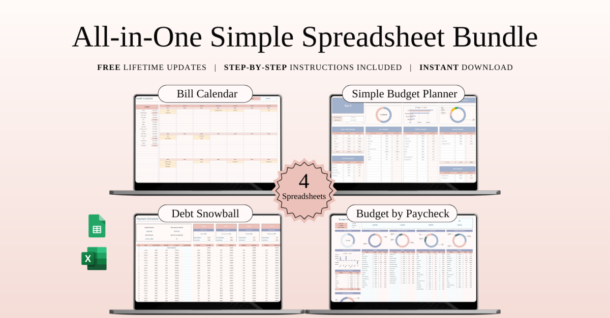 All-in-One Simple Spreadsheet Bundle | Spreadsheet Templates Excel and ...
