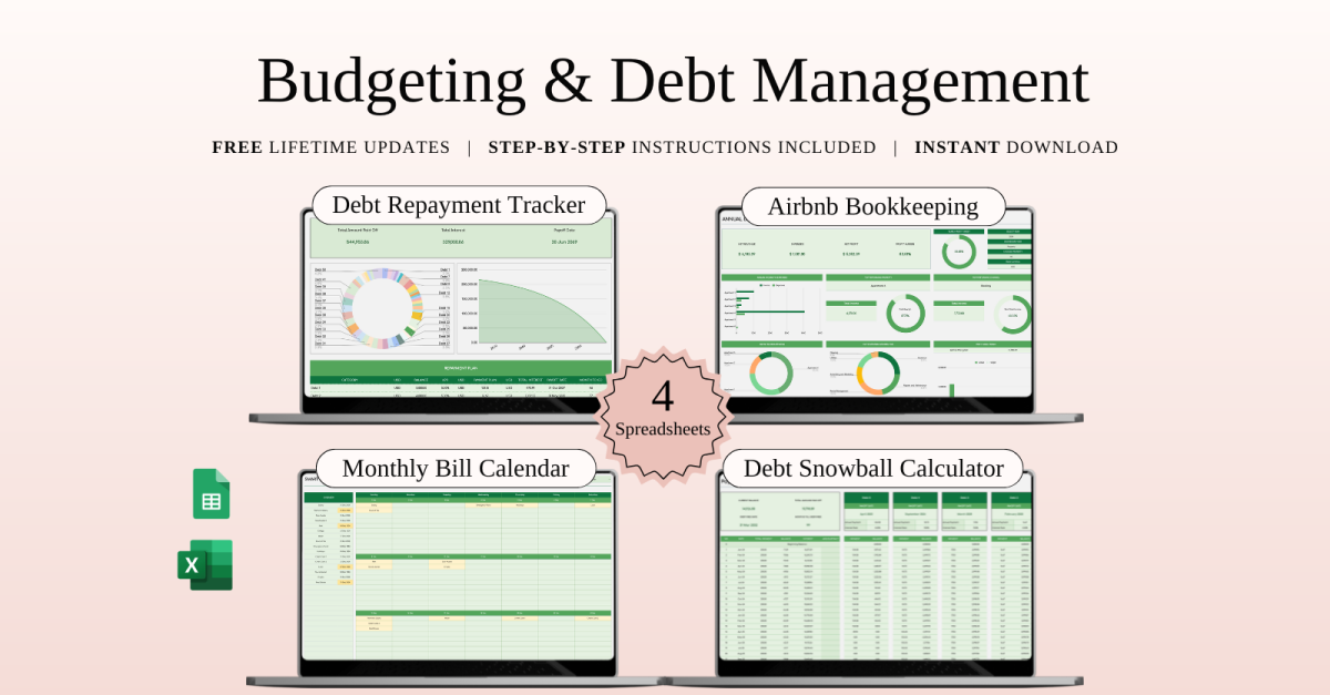 Budgeting and Debt Management | Spreadsheet Templates Excel and Google ...