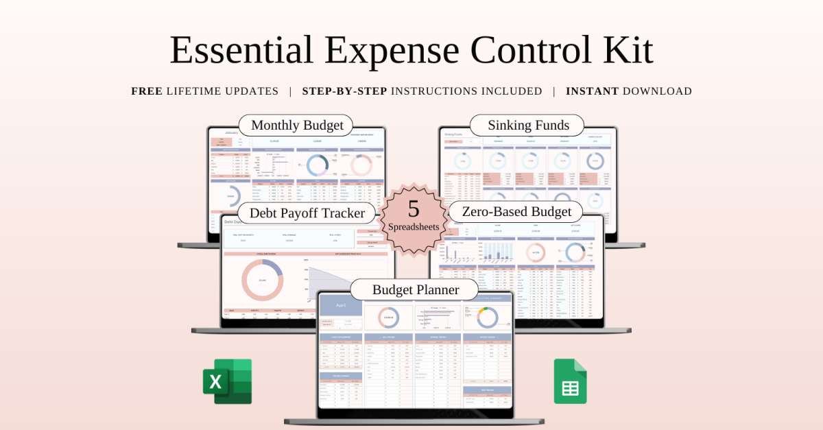 Essential Expense Control Kit | Spreadsheet Templates Excel and Google ...