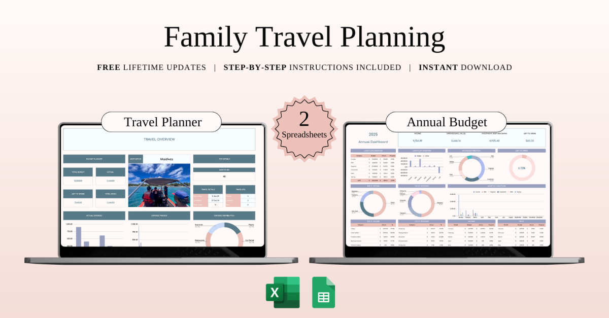 Family Travel Planning | Spreadsheet Templates Excel and Google Sheets
