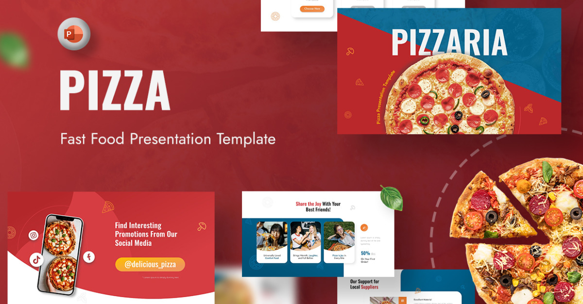 Modèle PowerPoint de présentation de pizzas - TemplateMonster