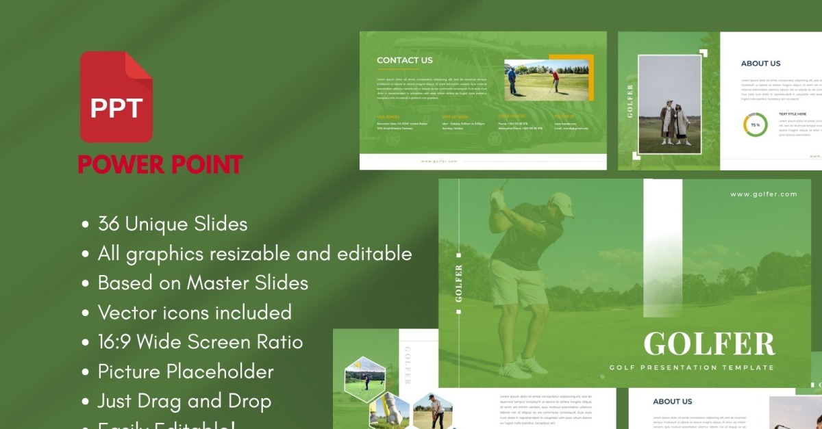 GOLFER Golf Club PowerPoint Presentation Template