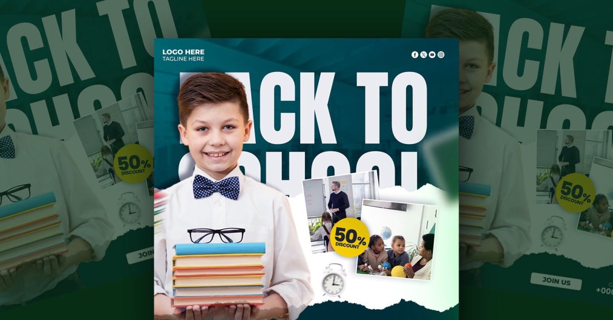 Welcome Back to School Visual Social Media Template Kit