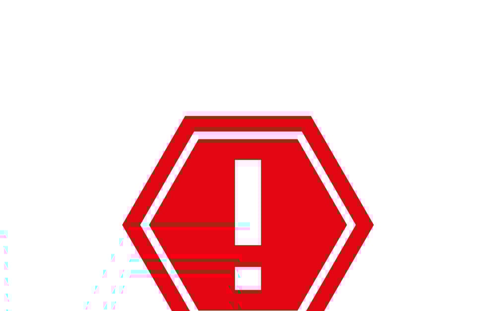 Hexagonal Danger Warning Sign with Exclamation Mark Symbol