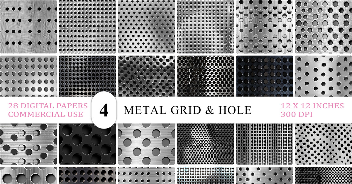 Round Hole Metal Plates Texture Pack Punched Metal Sheet Texture Pack ...