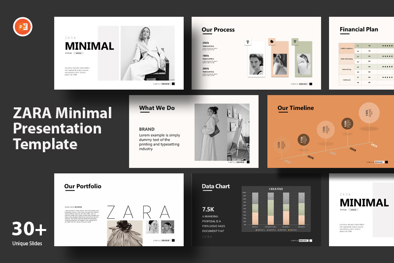 Modello di presentazione minimale ZARA - TemplateMonster