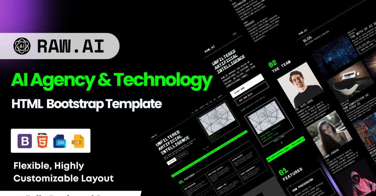 RAW.AI - Modèle HTML Bootstrap pour agence et technologie d'IA